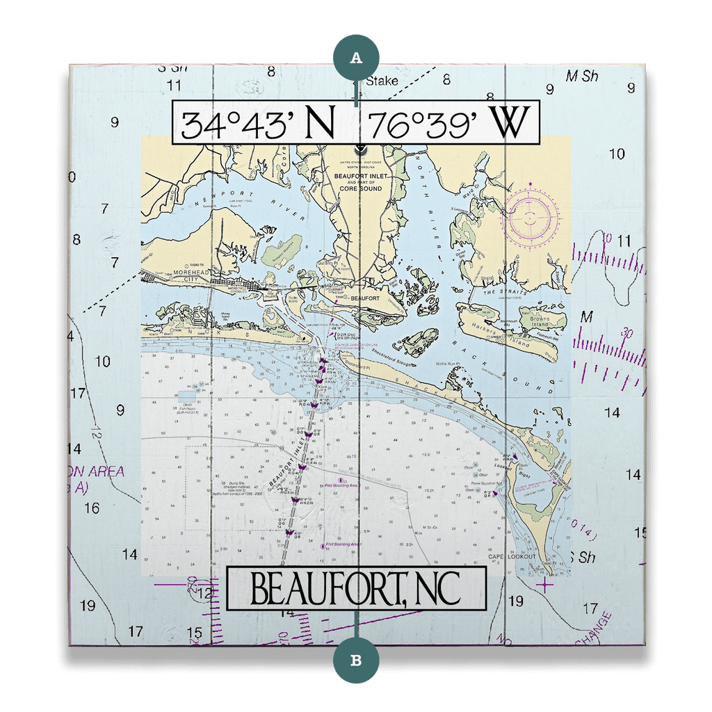 Beaufort, NC, Area Chart - Wood & Metal Wall Art – Old Wood Signs Wholesale