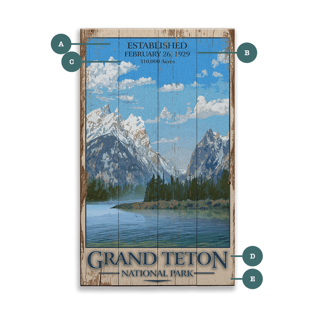 Grand Teton National Park: Established - Wood & Metal Wall Art – Old Wood Signs Wholesale