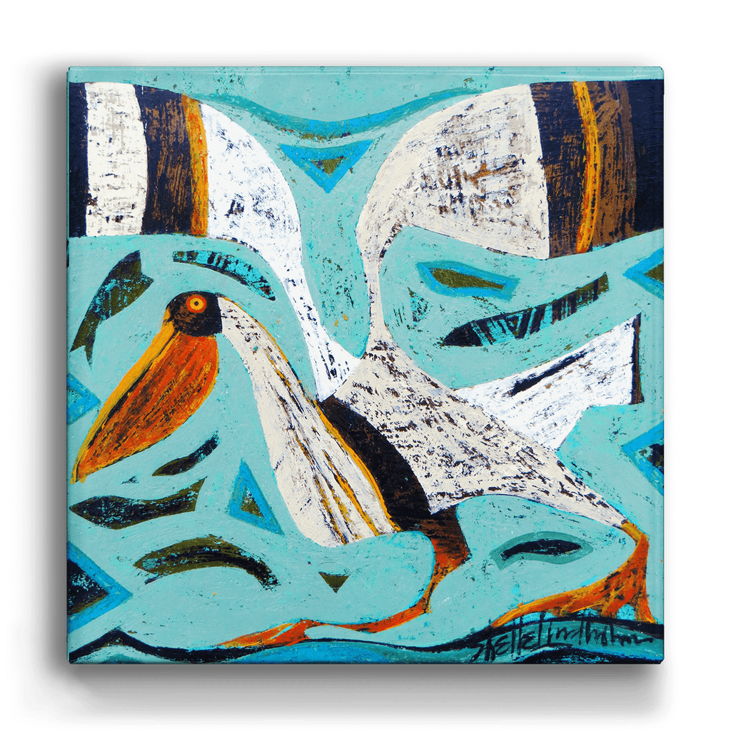 Pelican in the Abstract (2) - Metal Box Art – Old Wood Signs Wholesale