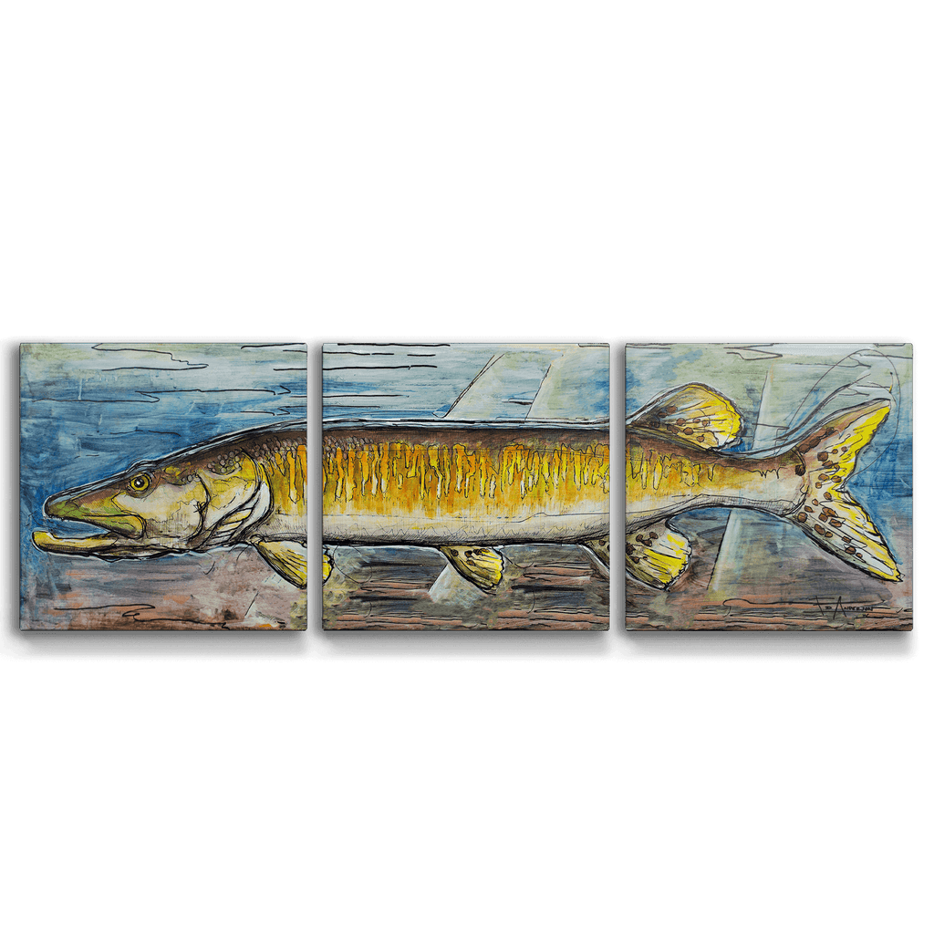 Muskie in Motion: 3-Piece Metal Box Art – Old Wood Signs Wholesale