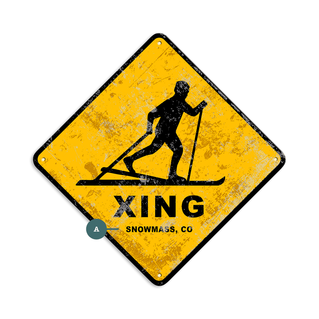 Cross Country Skier Crossing - Metal Wall Art – Old Wood Signs Wholesale
