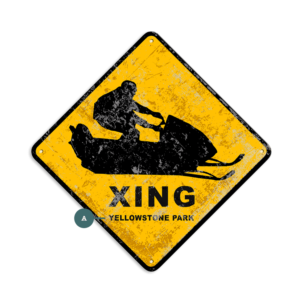 Snowmobile Crossing - Metal Wall Art – Old Wood Signs Wholesale