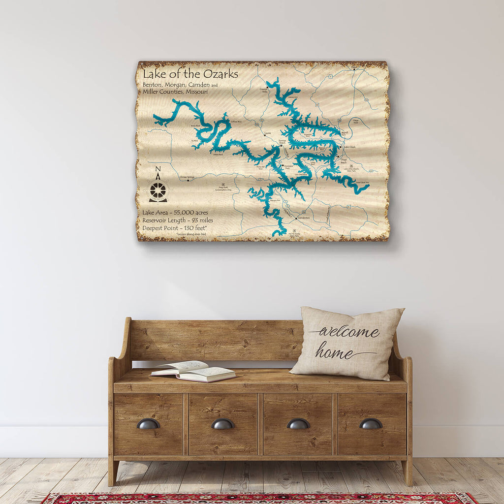 Lake of the Ozarks, Missouri - Corrugated Metal Wall Art – Old Wood ...