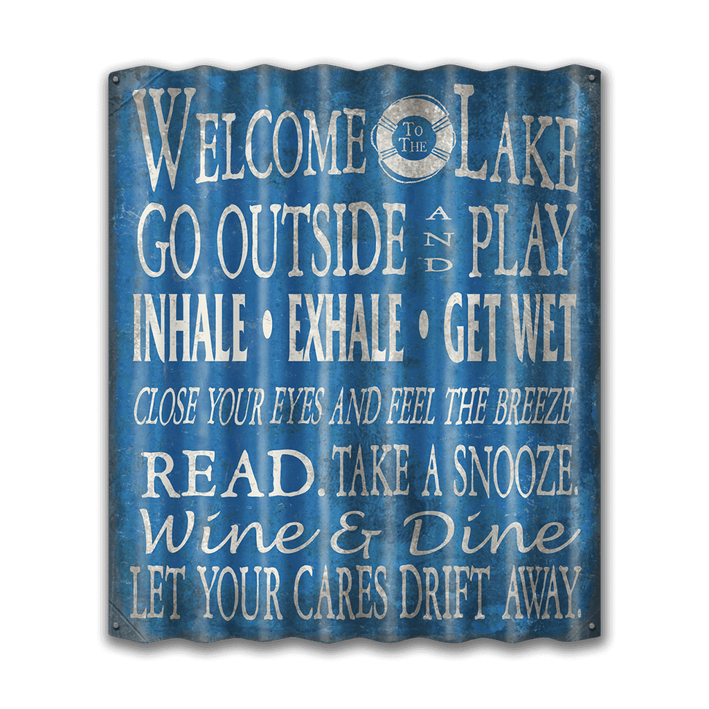 Welcome to the Lake: Blue Generic - Corrugated Metal Wall Art – Old ...