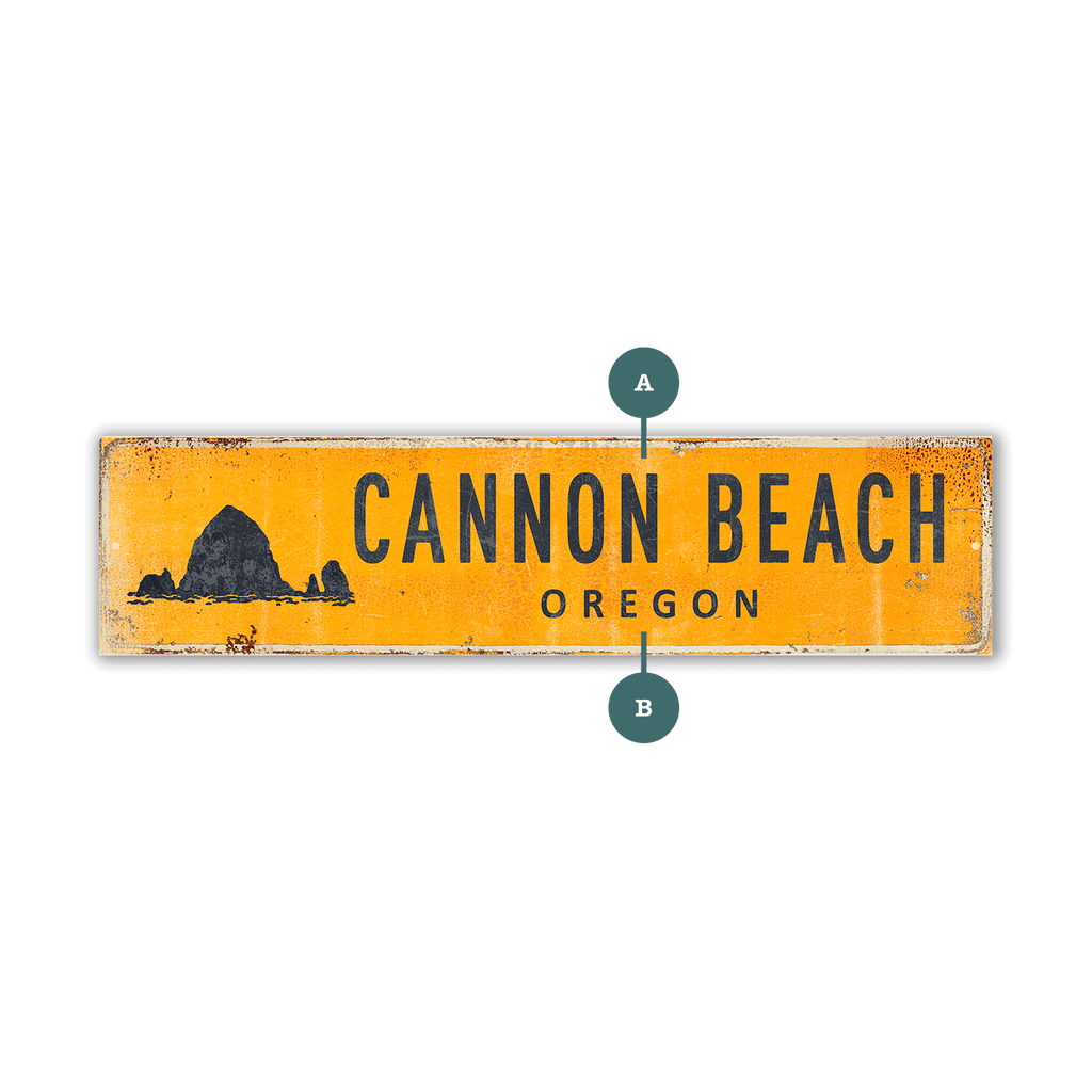 Landmark Cannon Beach Custom Signs: Orange - Wall Decor – Old Wood ...