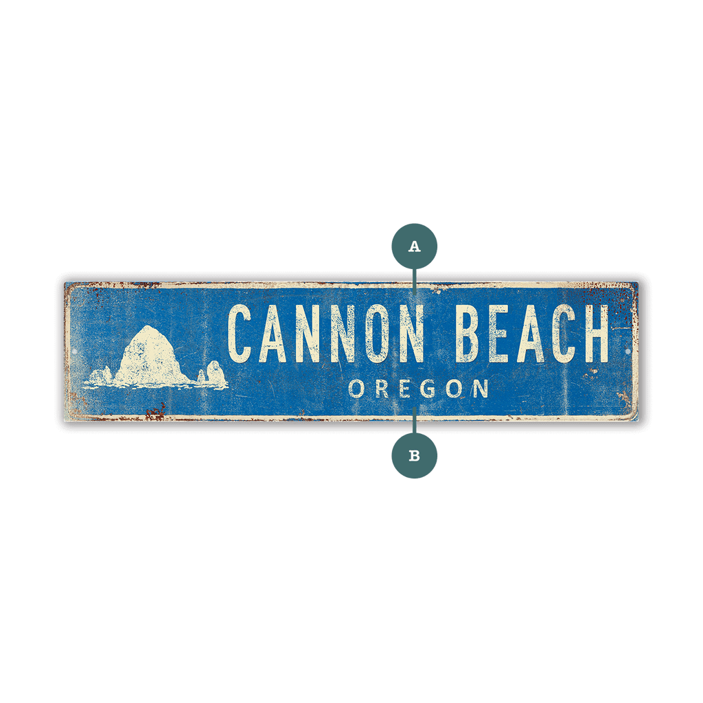 Landmark Cannon Beach Custom Signs: Blue - Wall Decor – Old Wood Signs ...