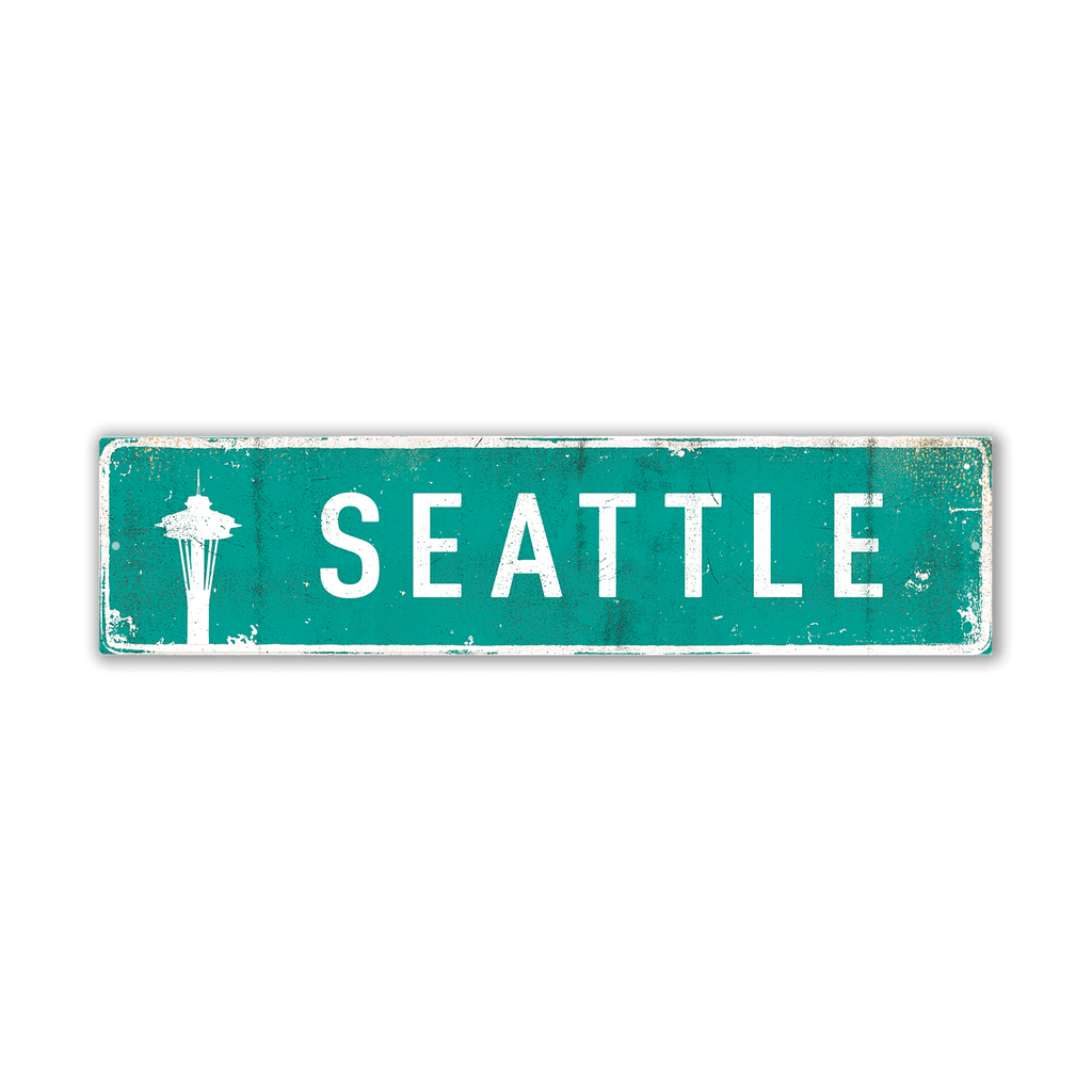 Landmark Space Needle Signs: Teal 1 - Wall Decor – Old Wood Signs Wholesale