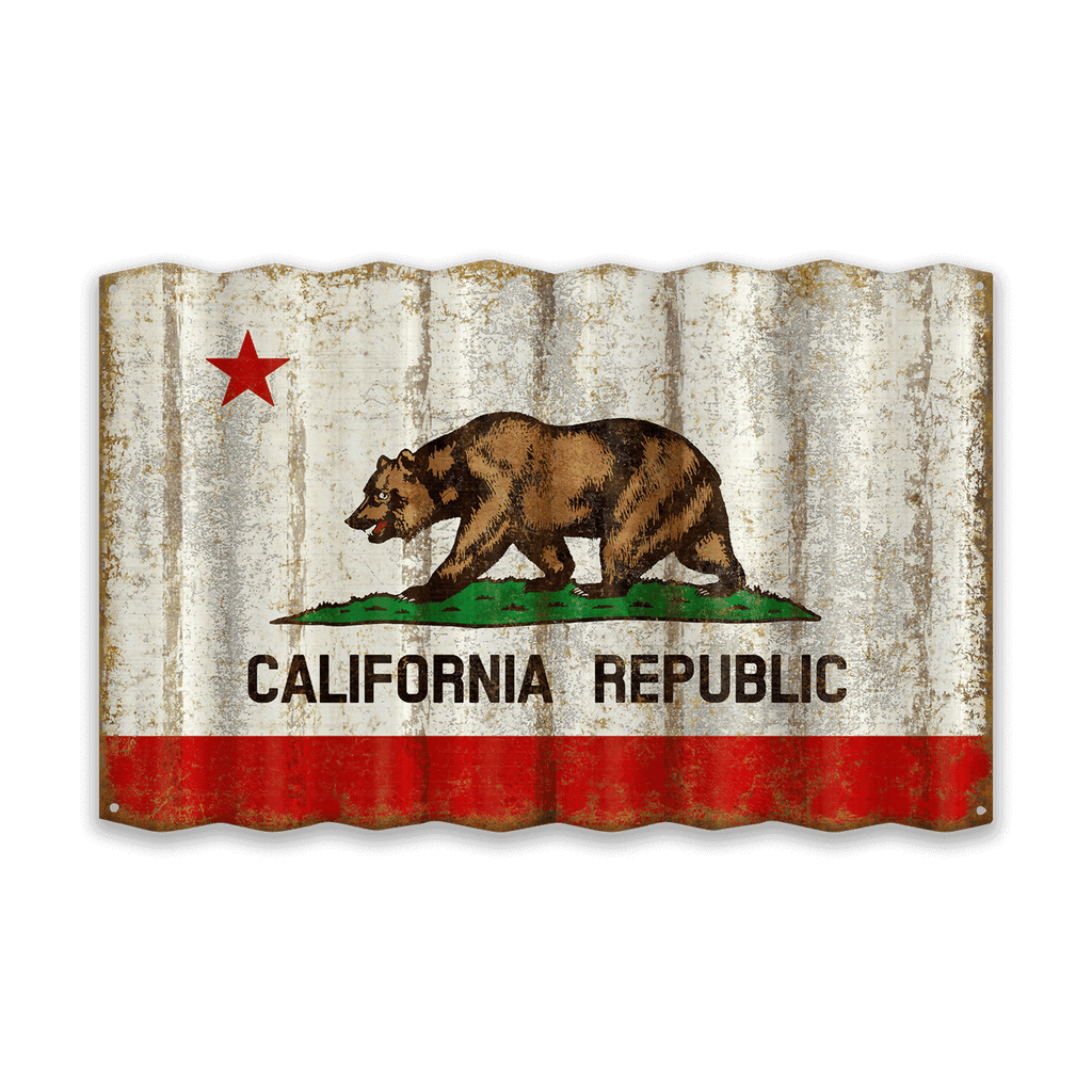 California State Flag - Corrugated Metal Wall Art – Old Wood Signs ...