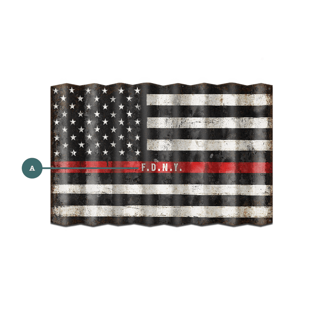 Thin Red Line Flag - Corrugated Metal Wall Art – Old Wood Signs Wholesale