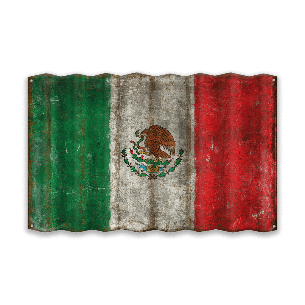 Mexican Flag - Corrugated Metal Wall Art – Old Wood Signs Wholesale