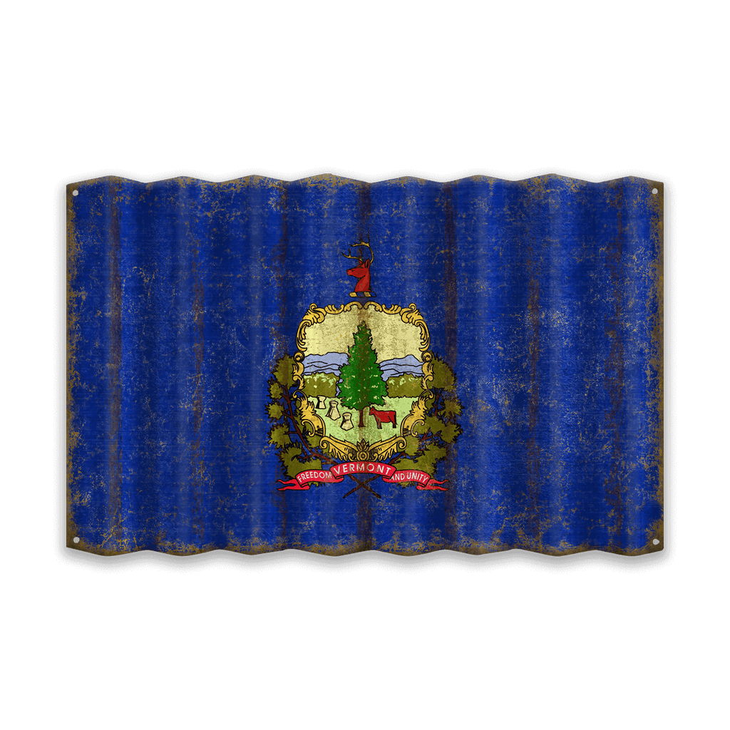 Vermont State Flag - Corrugated Metal Wall Art – Old Wood Signs Wholesale