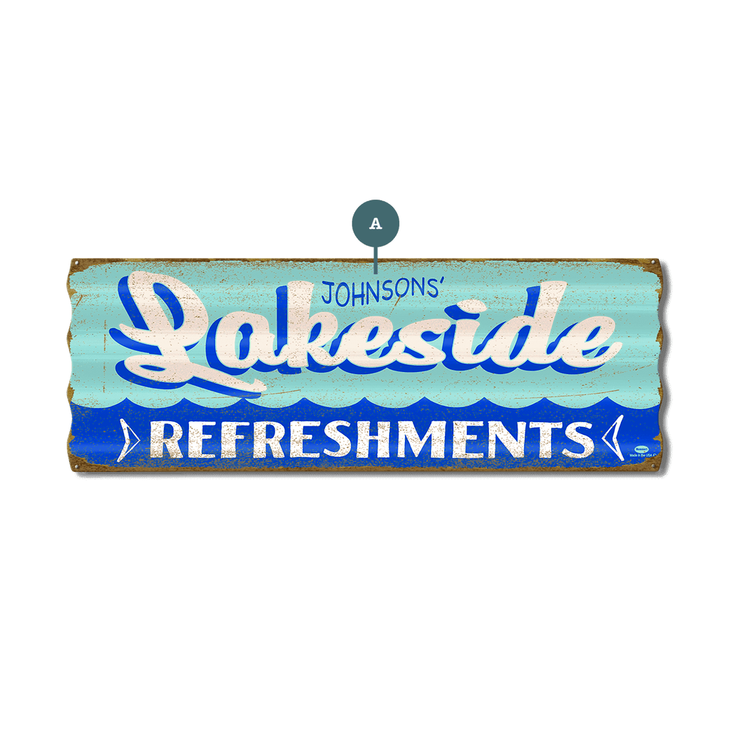 Lakeside Refreshments - Corrugated Metal Wall Art – Old Wood Signs ...
