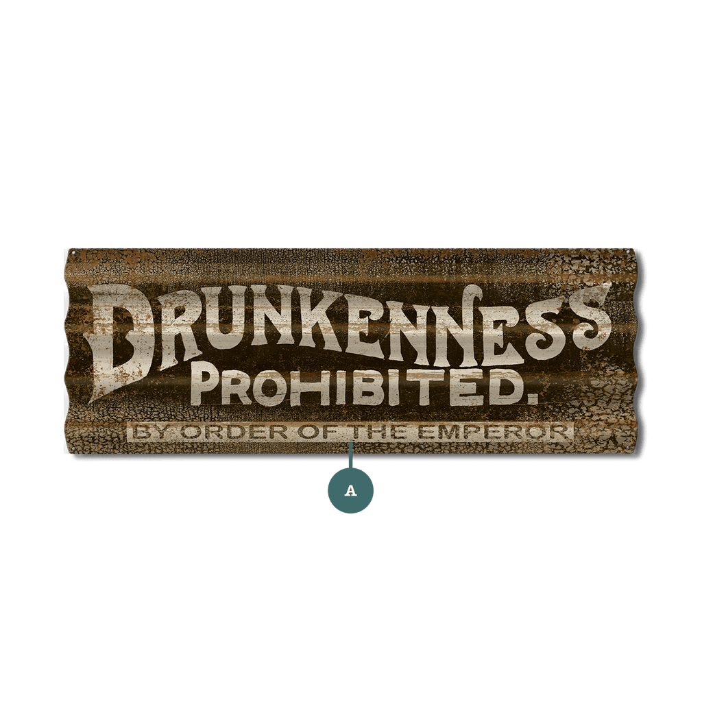 Drunkenness Prohibited - Corrugated Metal Wall Art – Old Wood Signs ...