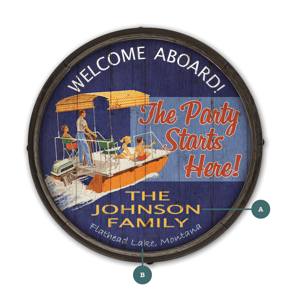 Welcome Aboard: Personalized - Barrel End Wall Art – Old Wood Signs ...