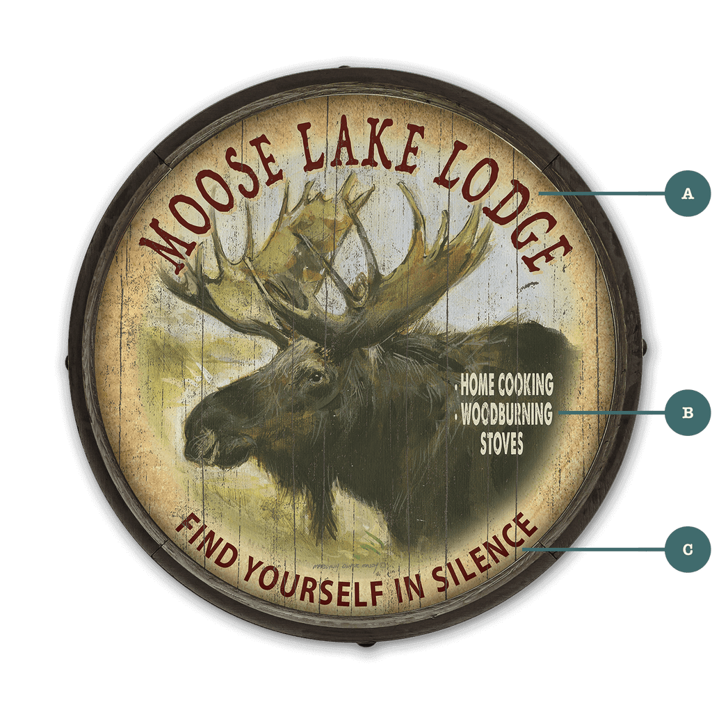 Moose Lake Lodge - Barrel End Wall Art – Old Wood Signs Wholesale
