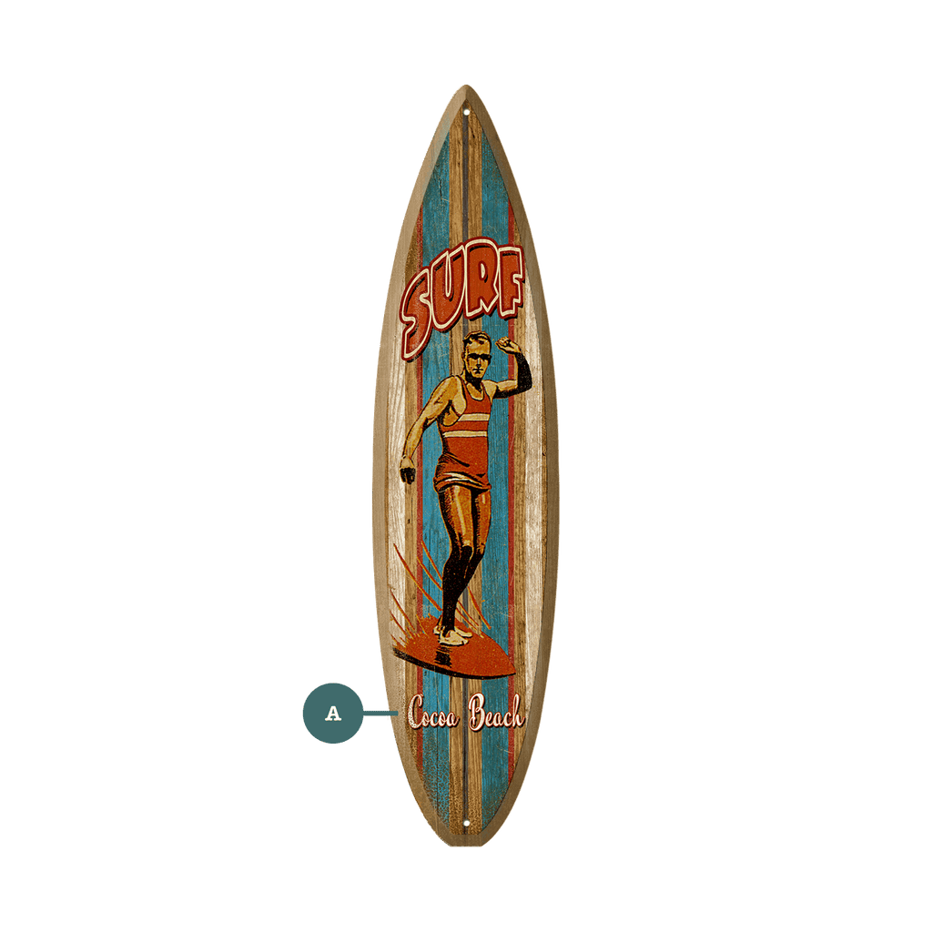 Old School Surfer - Surfboard Wall Art – Old Wood Signs Wholesale