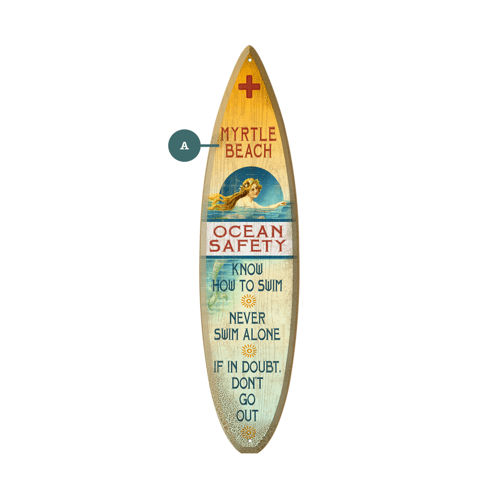 Ocean Safety - Surfboard Wall Art – Old Wood Signs Wholesale