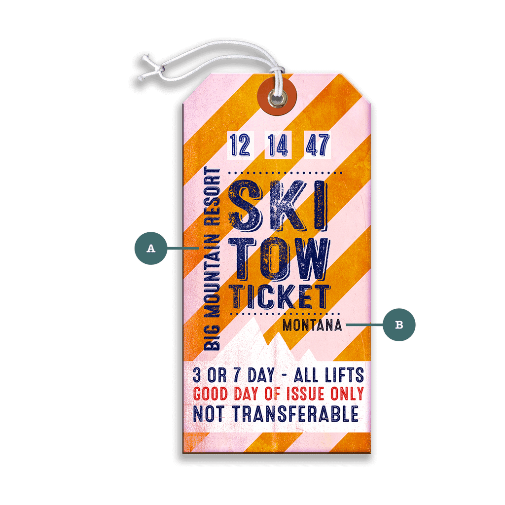 Striped Ski Tow Ticket - Luggage Tag – Old Wood Signs Wholesale