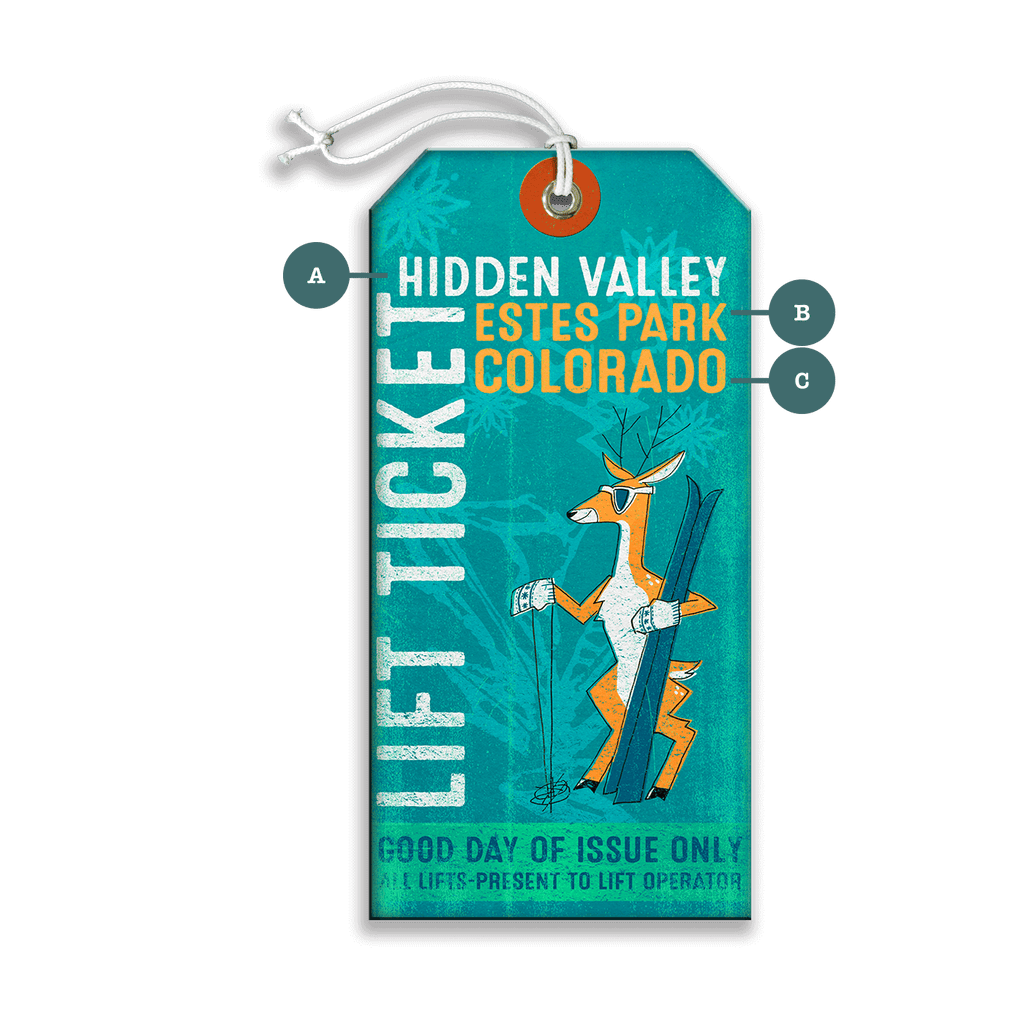 Hidden Valley Lift Ticket - Luggage Tag – Old Wood Signs Wholesale