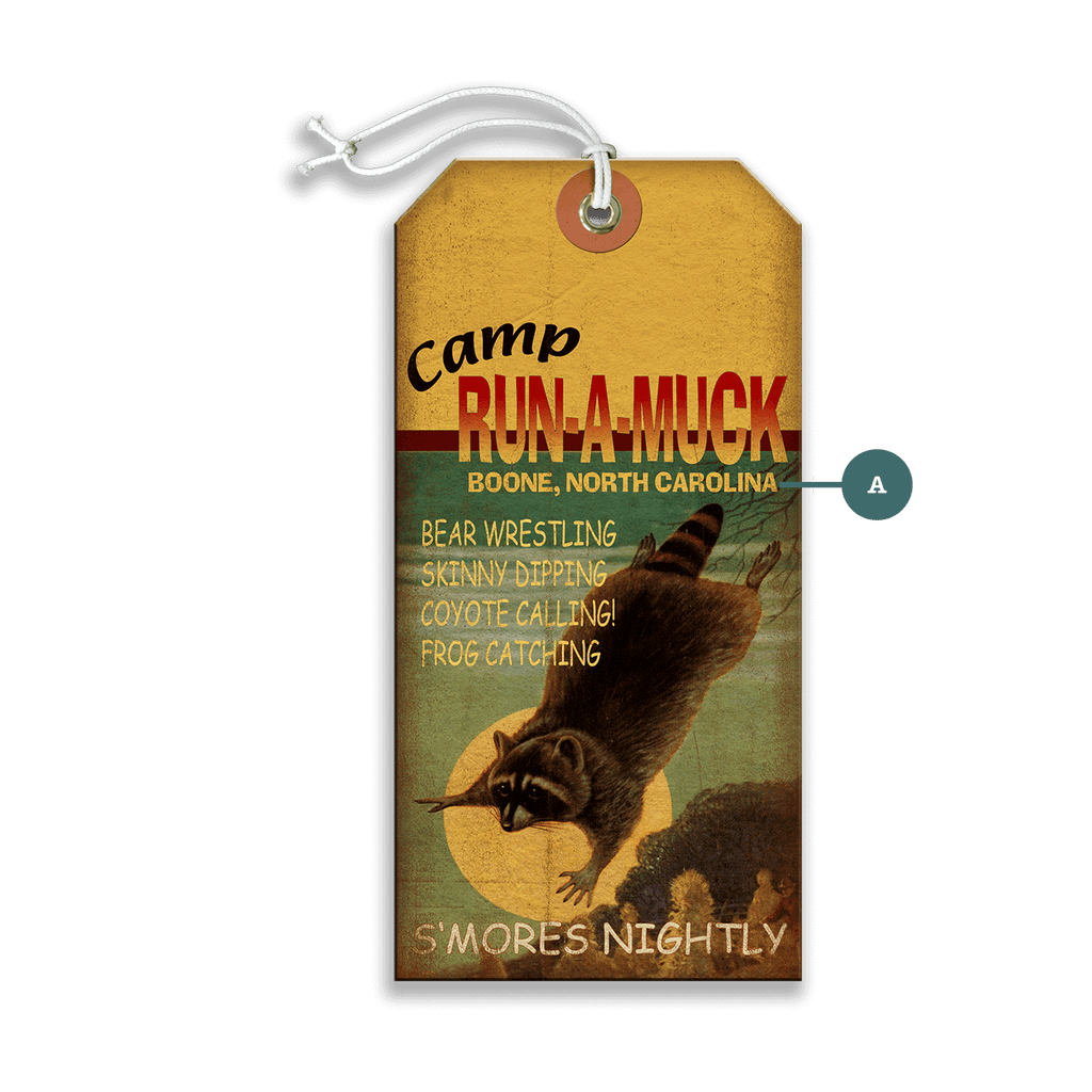 Camp Run-a-Muck - Luggage Tag – Old Wood Signs Wholesale