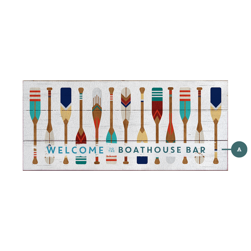 Oar Pattern Welcome Sign - Wood & Metal Wall Art – Old Wood Signs Wholesale