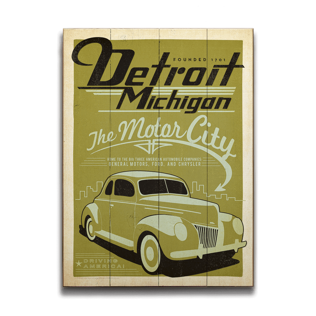 Detroit, Michigan - Wood & Metal Wall Art – Old Wood Signs Wholesale