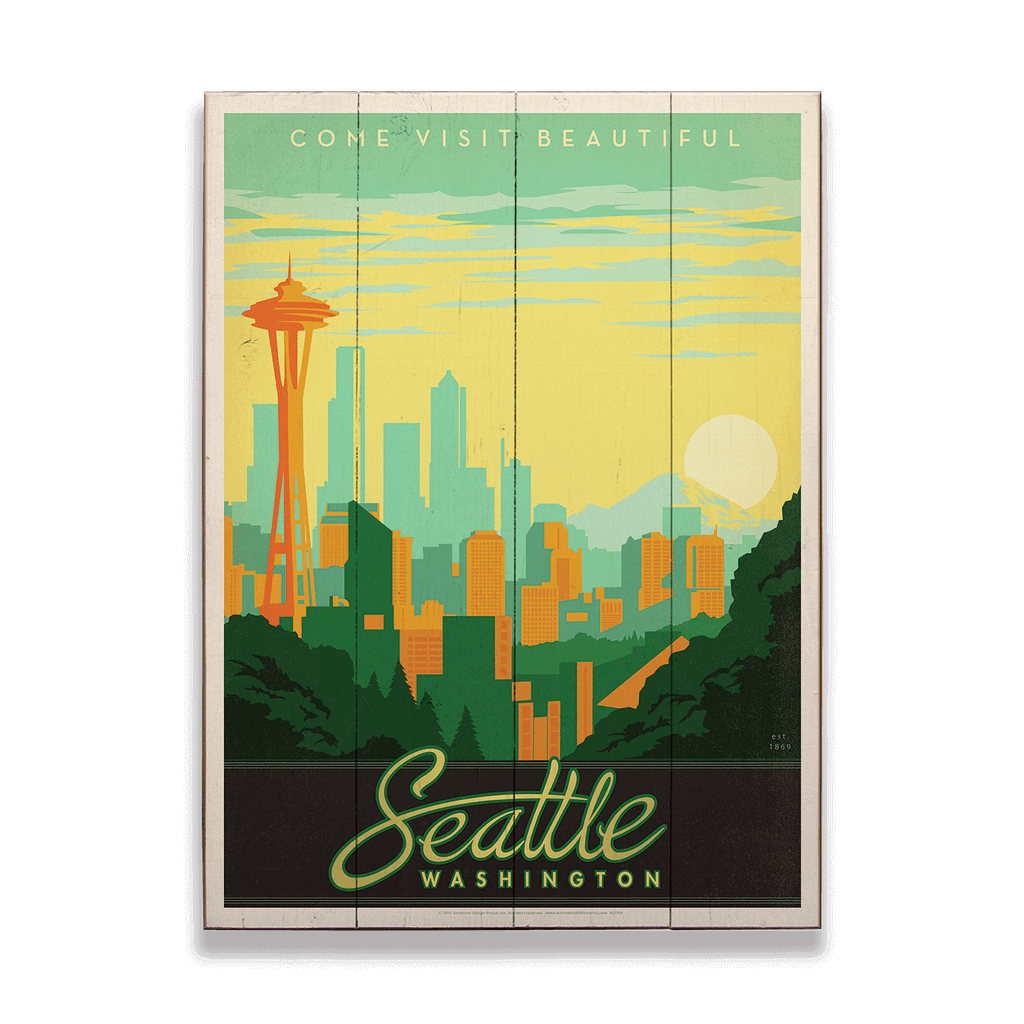 Seattle Skyline - Wood & Metal Wall Art – Old Wood Signs Wholesale