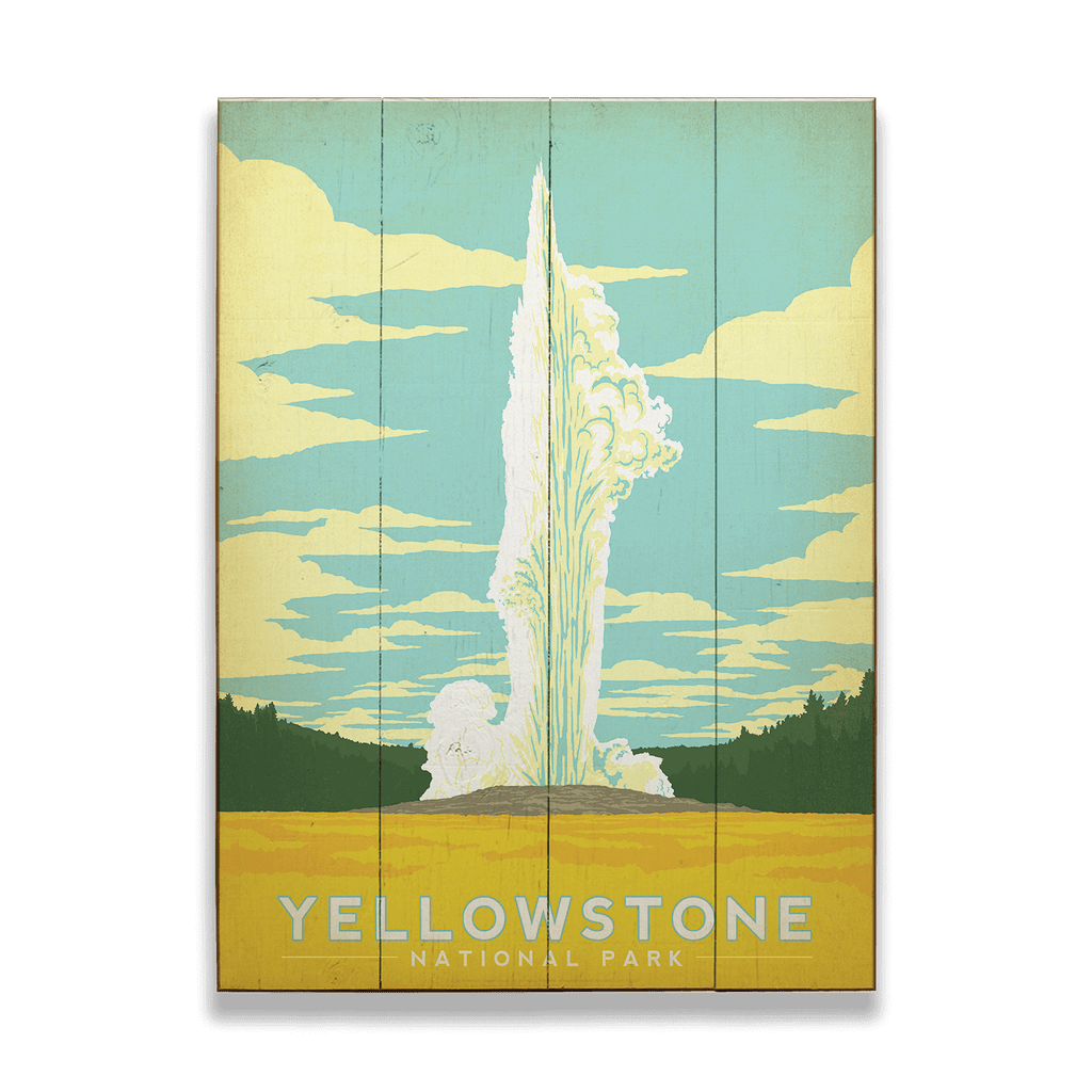 Old Faithful at Yellowstone National Park - Wood & Metal Wall Art – Old ...