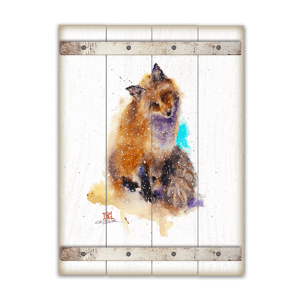 Winter Fox - Wood Plank Wall Art – Old Wood Signs Wholesale