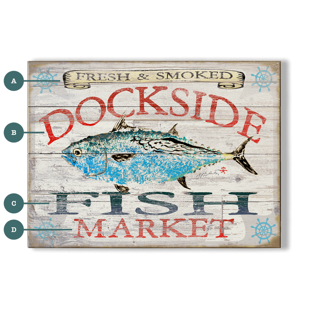 Dockside Fish Market - Wood & Metal Wall Art – Old Wood Signs Wholesale
