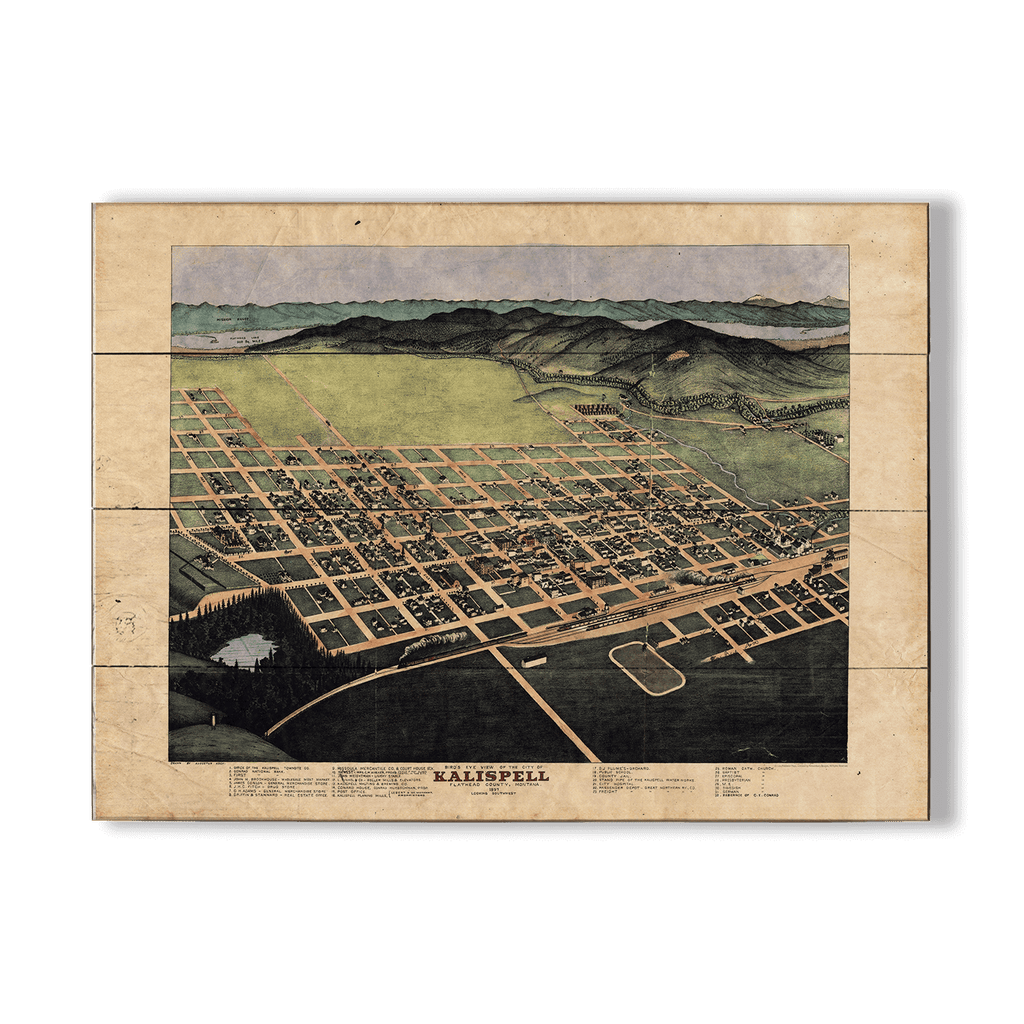 Historic Map of Kalispell, Montana - Wood & Metal Wall Art – Old Wood ...