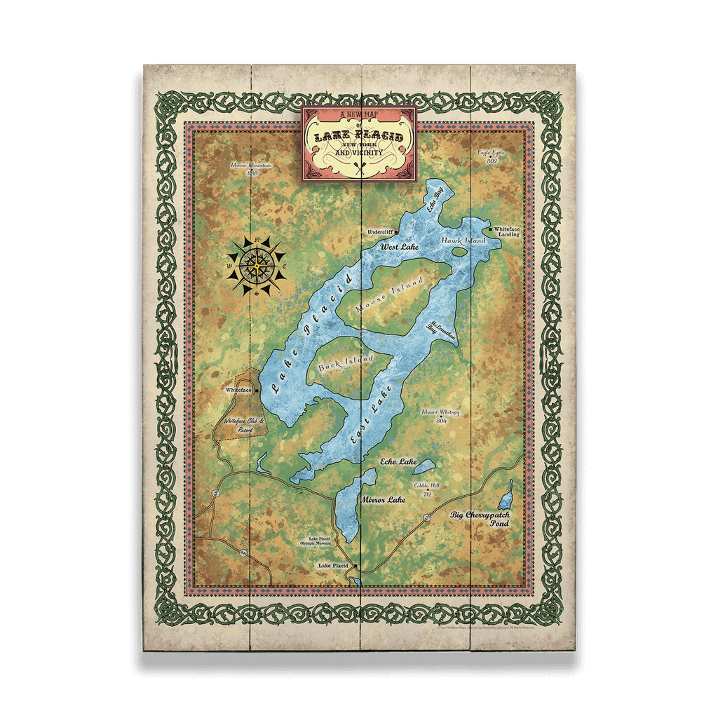 Lake Placid, New York: Illustrated Map - Wood & Metal Wall Art – Old ...