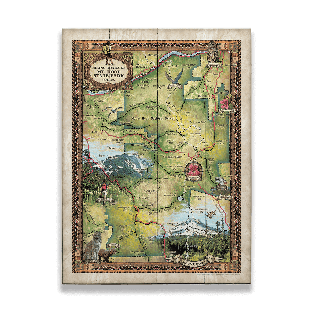 Hiking Trails of Mt. Hood State Park - Wood & Metal Wall Art – Old Wood ...