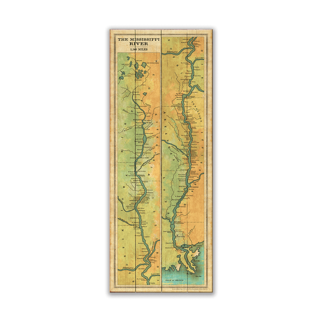 The Mississippi River: Illustrated Map - Wood & Metal Wall Art – Old ...