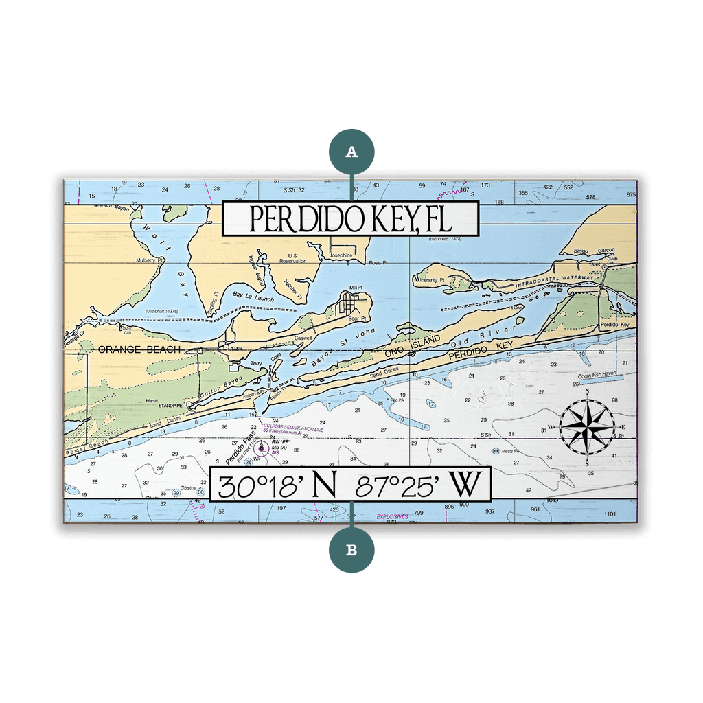 Perdido Key, FL, Area Chart - Wood & Metal Wall Art – Old Wood Signs ...