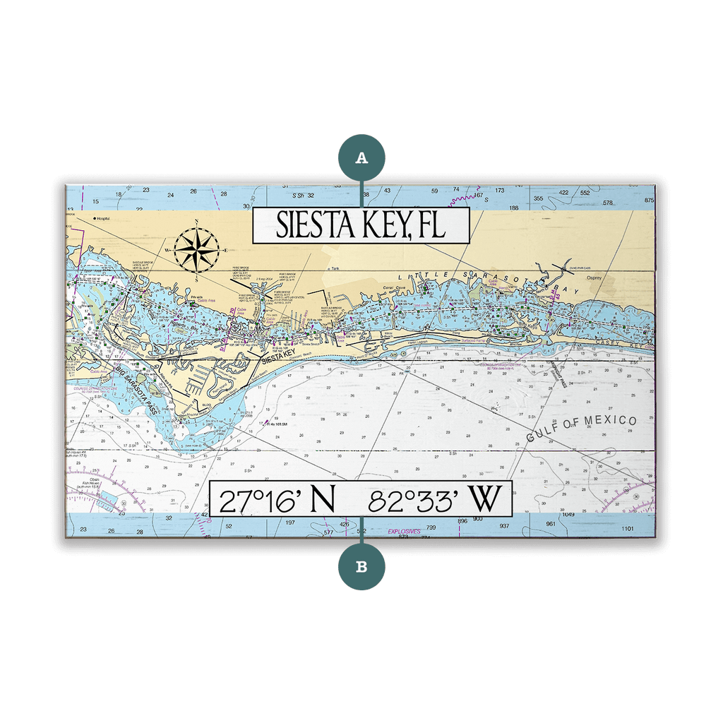 Siesta Key, FL, Area Chart - Wood & Metal Wall Art – Old Wood Signs ...