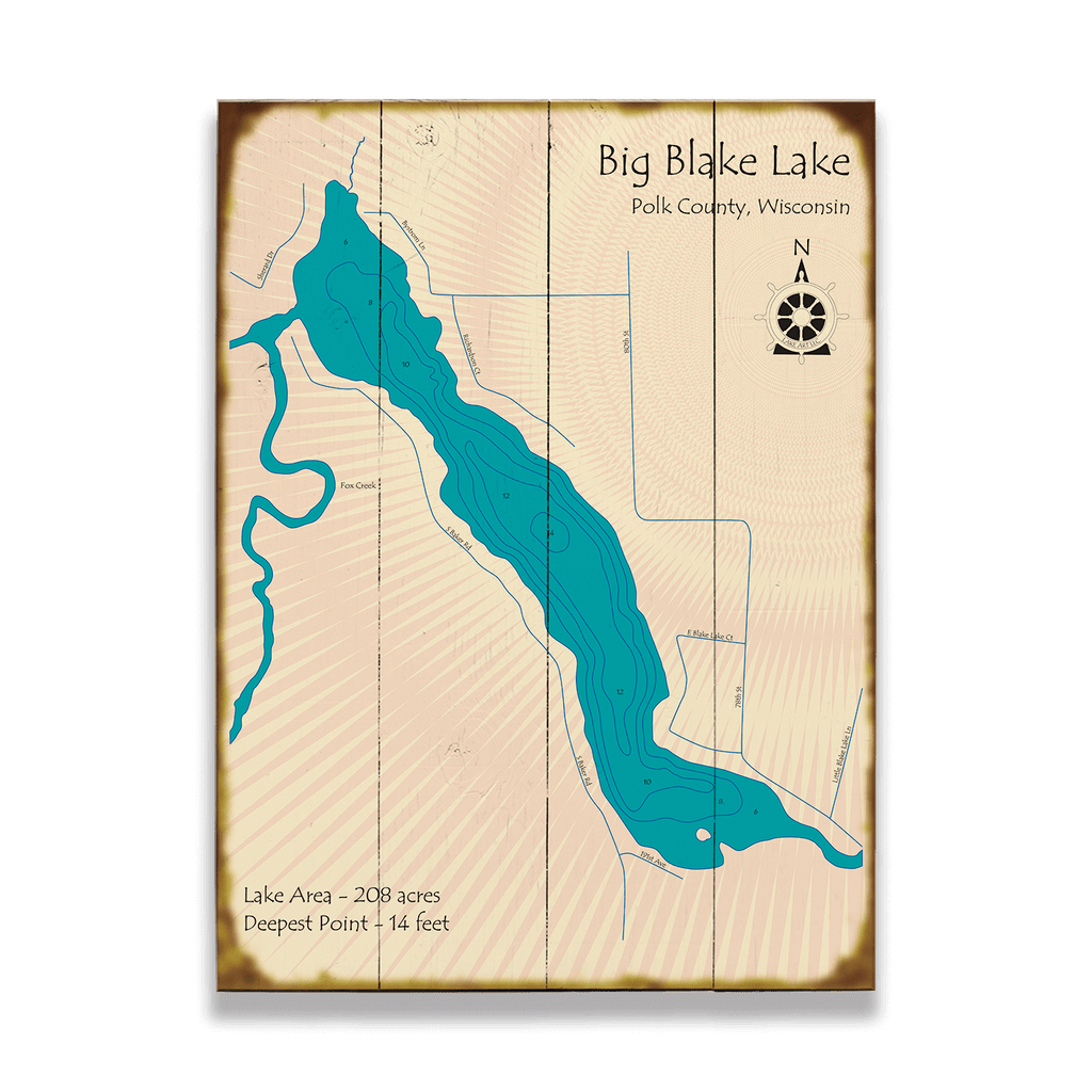 Big Blake Lake, Wisconsin - Wood & Metal Wall Art – Old Wood Signs ...