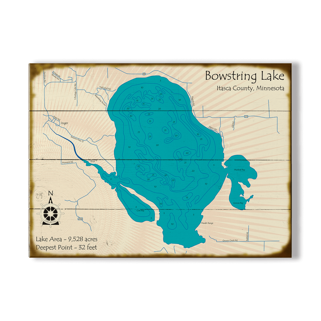 Bowstring Lake, Minnesota - Wood & Metal Wall Art – Old Wood Signs ...