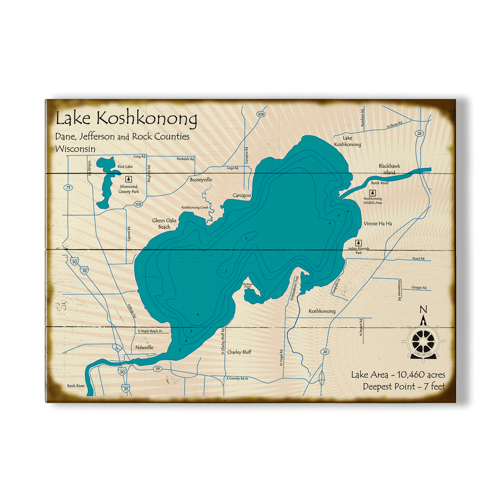 Lake Koshkonong, Wisconsin - Wood & Metal Wall Art – Old Wood Signs ...