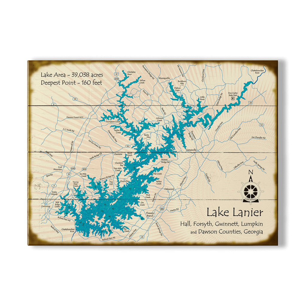 Lake Lanier, Georgia - Wood & Metal Wall Art – Old Wood Signs Wholesale