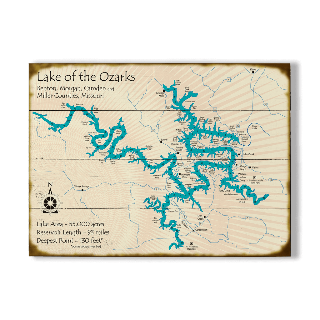 Lake of the Ozarks, Missouri - Wood & Metal Wall Art – Old Wood Signs ...