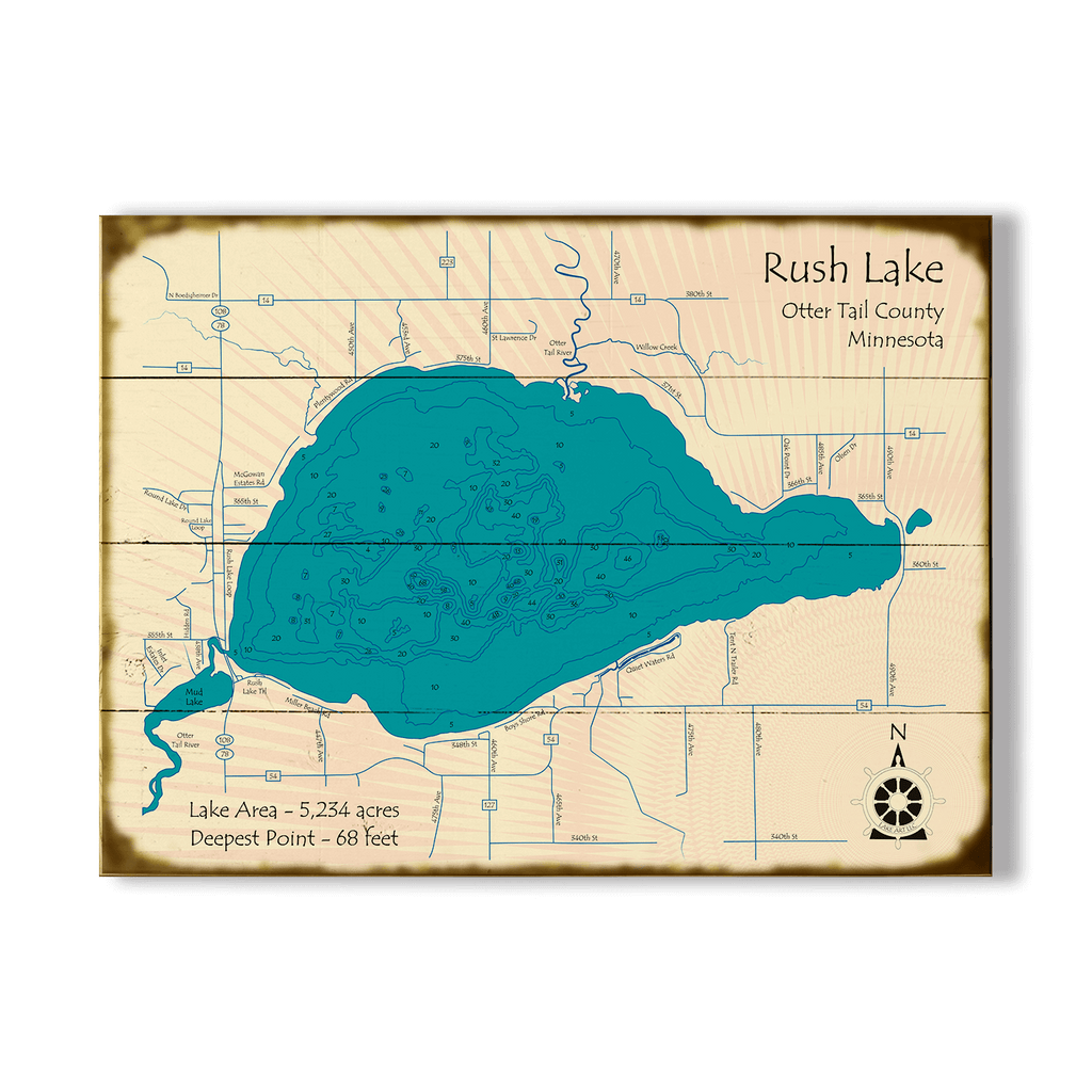 Rush Lake, Otter Tail Minnesota - Wood & Metal Wall Art – Old Wood ...