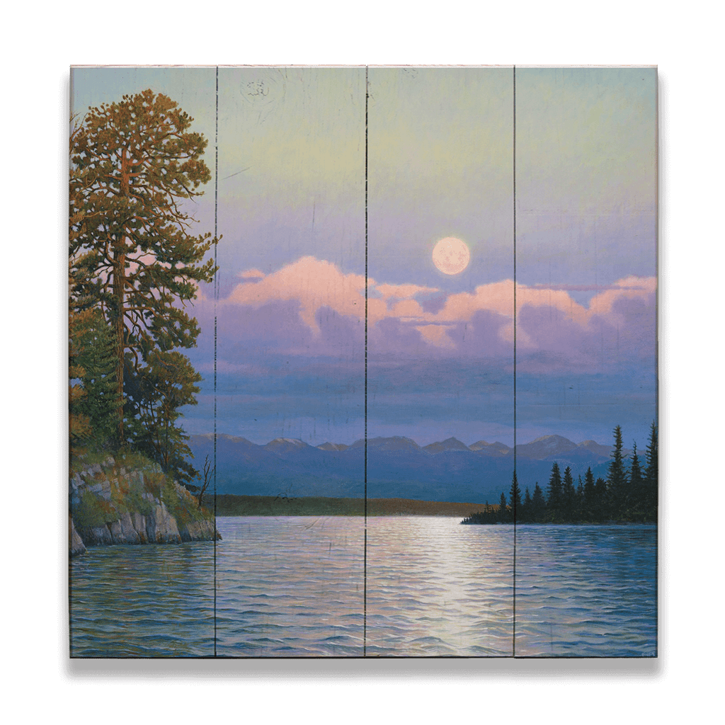 Flathead Lake Moonrise - Wood & Metal Wall Art – Old Wood Signs Wholesale