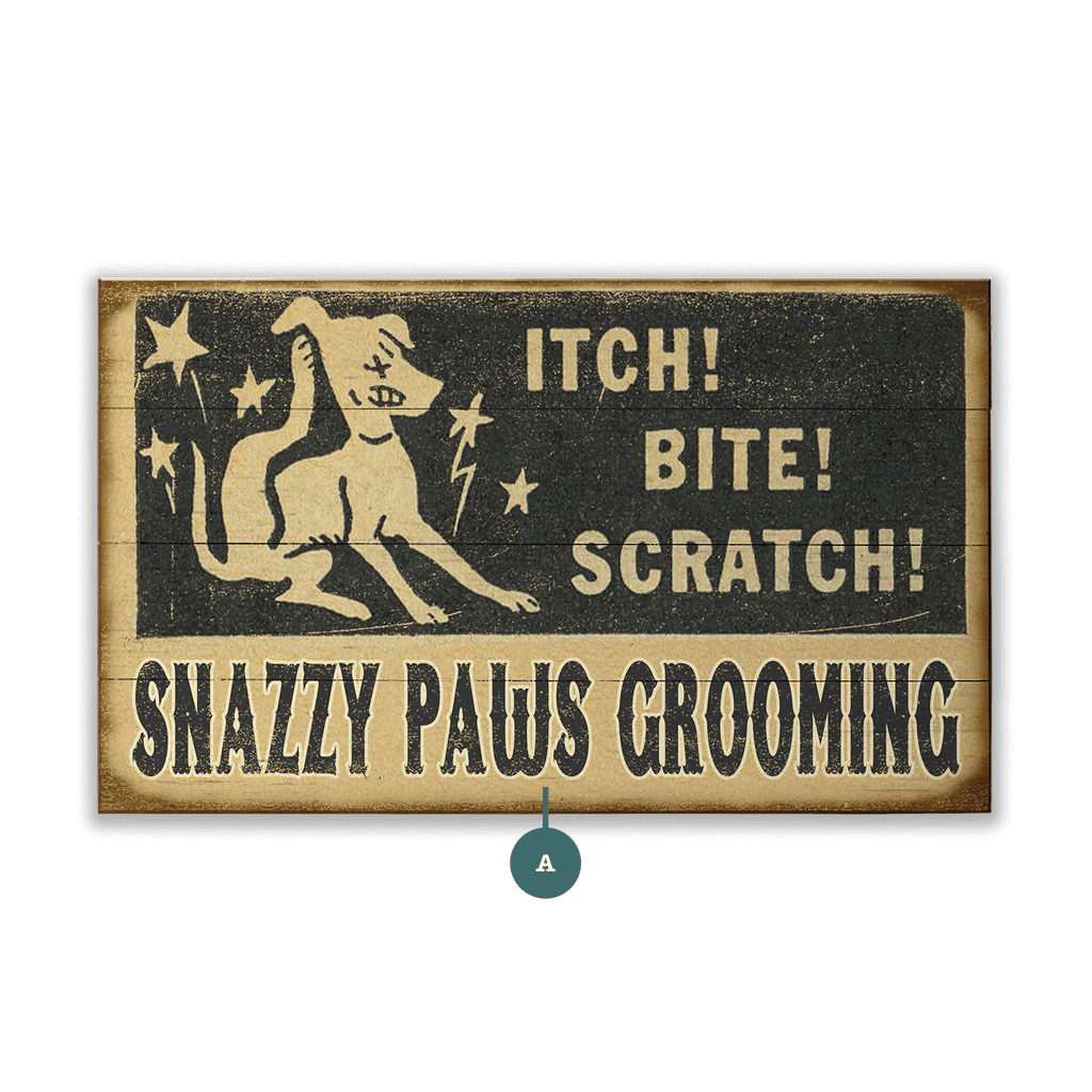 Itch Bite Scratch Grooming - Wood & Metal Wall Art – Old Wood Signs ...