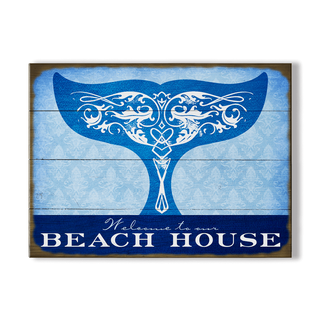 Whale Tail Welcome - Wood & Metal Wall Art – Old Wood Signs Wholesale