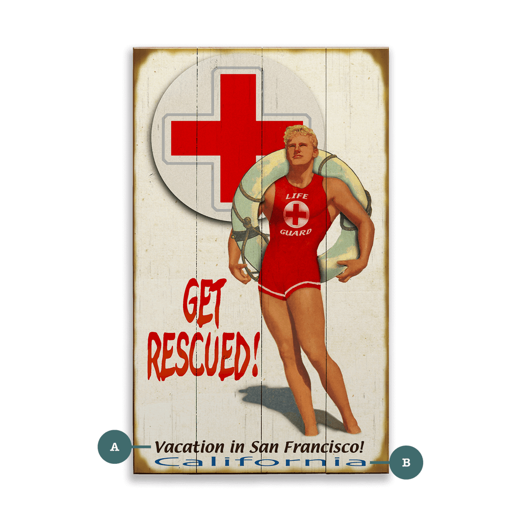 Get Rescued! Male Lifeguard - Wood & Metal Wall Art – Old Wood Signs ...