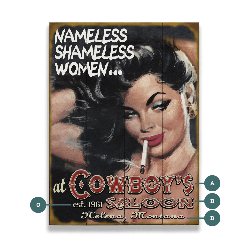 Nameless Shameless Women - Wood & Metal Wall Art – Old Wood Signs Wholesale