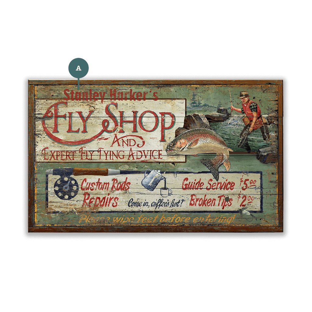 Fly Shop and Fly Tying Advice - Wood & Metal Wall Art – Old Wood Signs ...