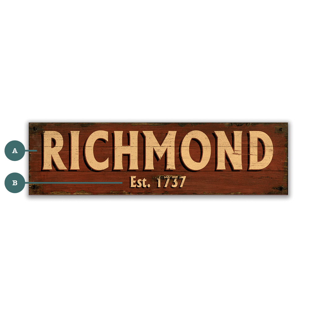 Old Town Charm Sign: Red - Wood & Metal Wall Art – Old Wood Signs Wholesale