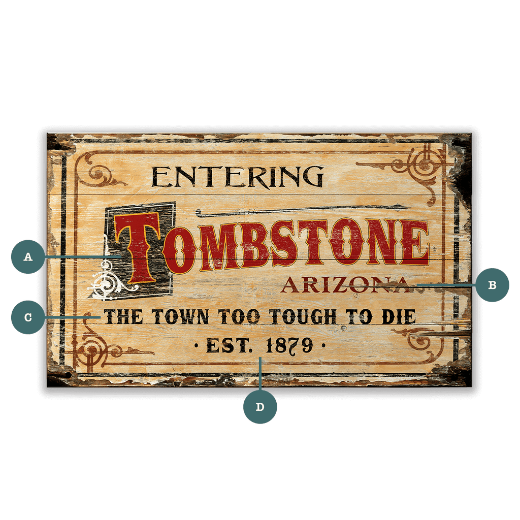 Entering Tombstone - Wood & Metal Wall Art – Old Wood Signs Wholesale